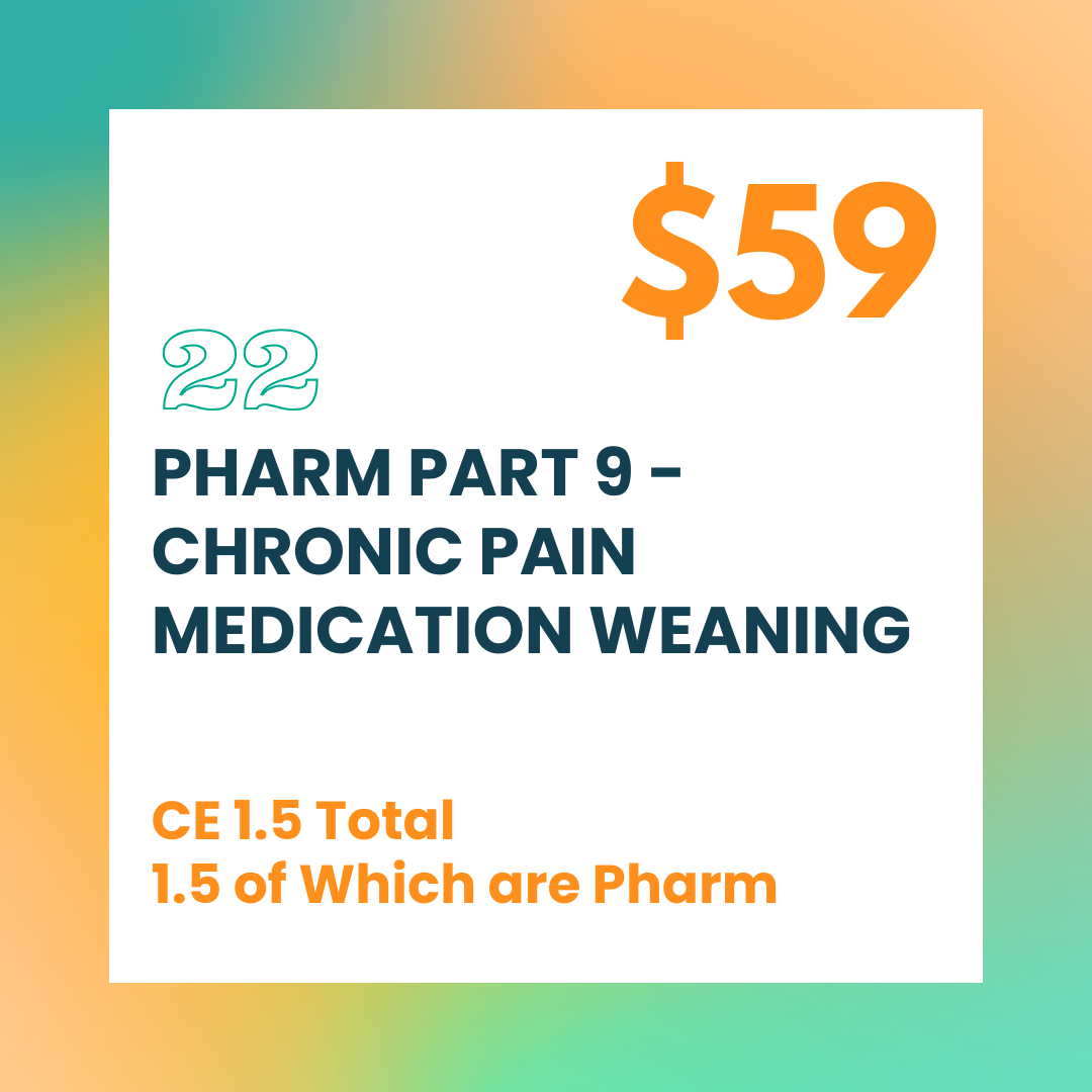#22 PHARM Part-9 Chronic Pain Medication Weaning - Consult Dr. Anderson